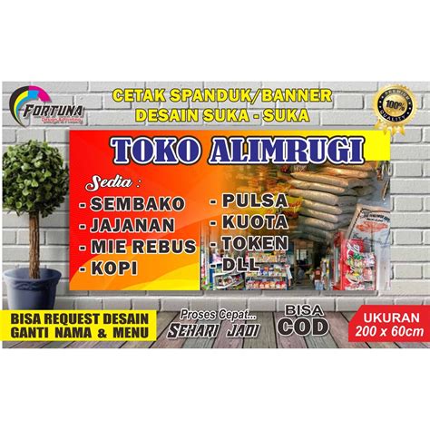 Jual Spanduk Warung Sembako Toko Sembako Kelontongan 200x60 Shopee