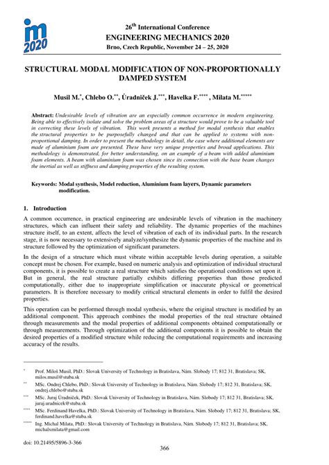 pdf structural modal modification of non proportionally damped system