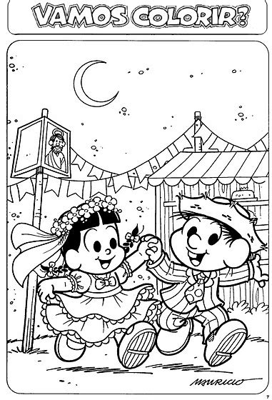 Vamos Colorir A Turma da Mônica Festa Junina Desenhos Para Colorir