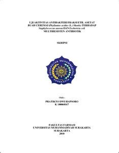 UJI AKTIVITAS ANTIBAKTERI FRAKSI ETIL ASETAT BUAH CEREMAI Phyllantus
