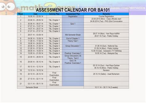 assessment calendar for ba101 engineering mathematics 1 june 2014 math2ever blog politeknik