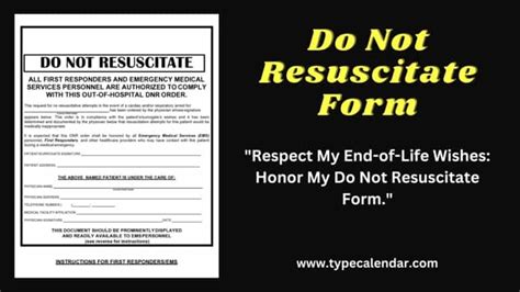 Free Printable Do Not Resuscitate DNR Order Form PDF Word