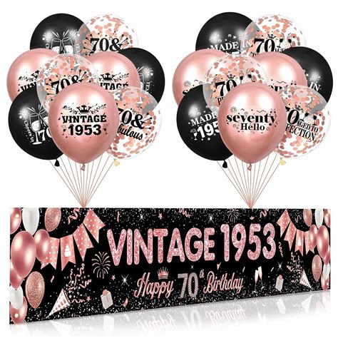70th Birthday Party Decorations For Women Rose Gold Happy 70th Birthday