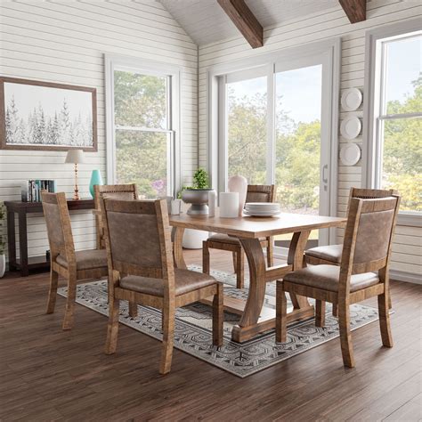 Furniture Of America Liston 77 Inch Dining Table Set With Faux Leather