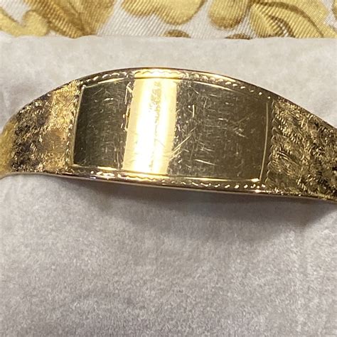 VINTAGE JB JACOBY BENDER PERSONALIZE BLANK ID BUFF BANGLE BRACELET GOLD