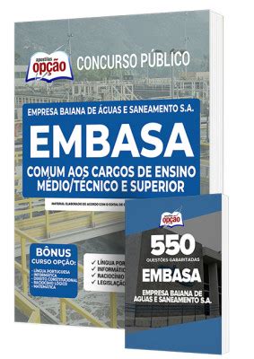 Combo Impresso EMBASA Comum aos Cargos de Ensino Médio Técnico e Superior
