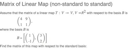 solved matrix of linear map non standard to standard