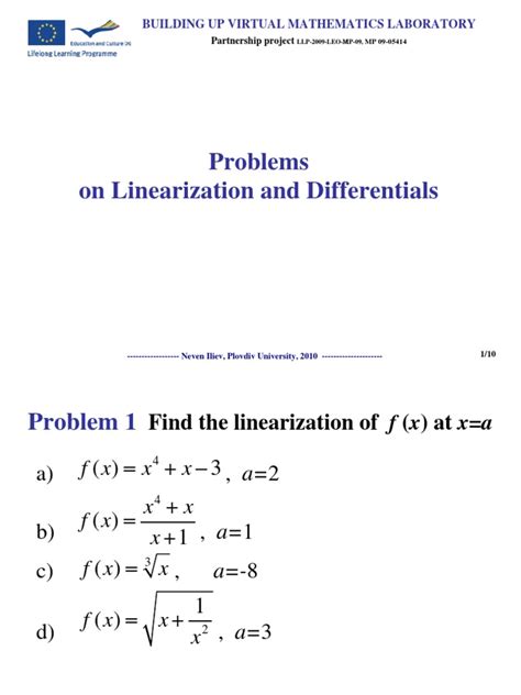 2 2 problems on linearization en pdf function mathematics volume