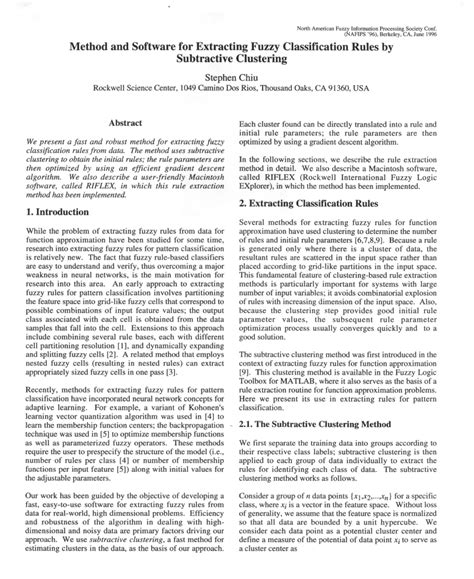 pdf method and software for extracting fuzzy classification rules by subtractive clustering