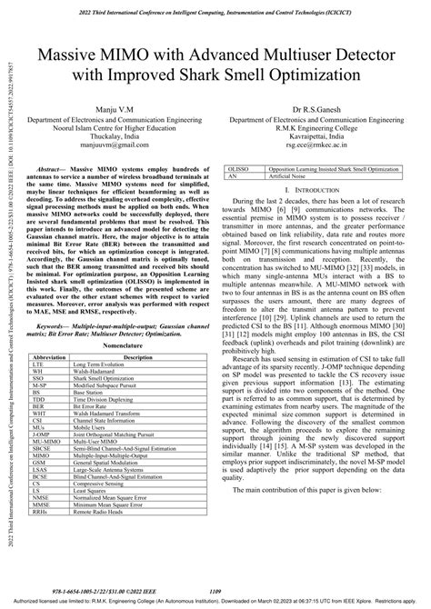 pdf massive mimo with advanced multiuser detector with improved shark smell optimization