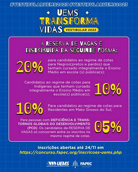 UEMS Reserva 45 Das Vagas Para Cotistas No Vestibular 2023 AgoraMS