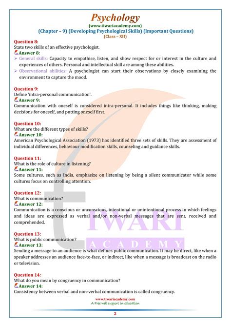 Class 12 Psychology Chapter 9 Important Extra Questions Answers