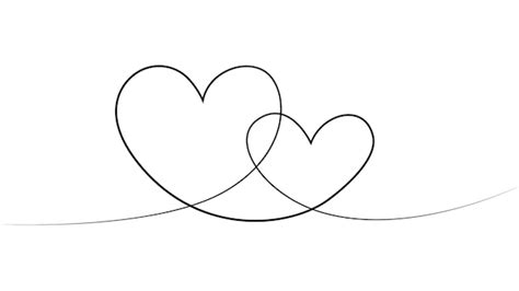 Dos Corazones Se Dibujan Con L Nea Dibujo Continuo De Una L Nea De Dos