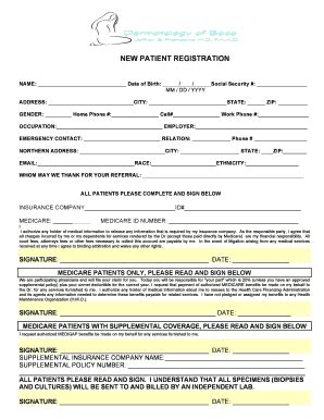 Fillable Online NEW PATIENT REGISTRATION FORMS Revised 2010 Doc Fax