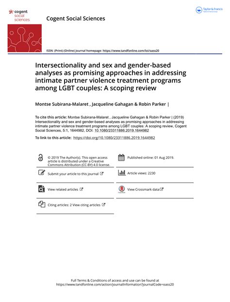 pdf intersectionality and sex and gender based analyses as promising approaches in addressing