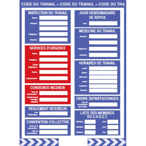 Affichage Obligatoire Code Du Travail