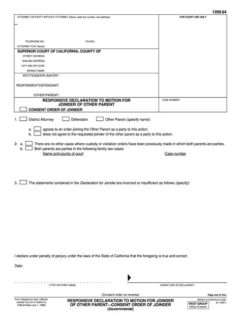 Fillable Online Responsive Declaration To Motion For Joinder Of Other
