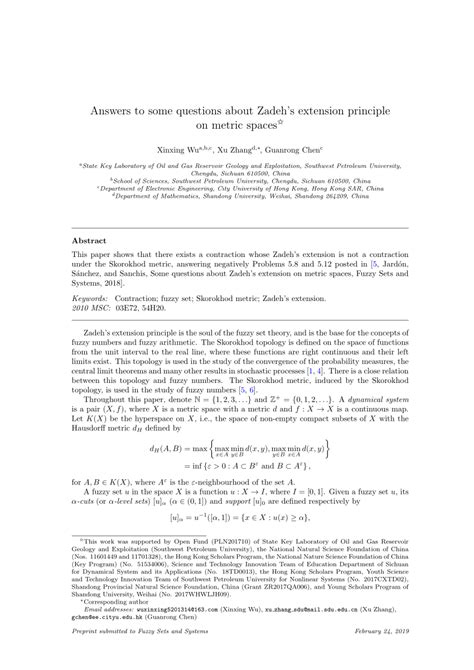 pdf answers to some questions about zadeh s extension principle on metric spaces