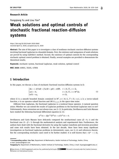 pdf weak solutions and optimal controls of stochastic fractional reaction diffusion systems