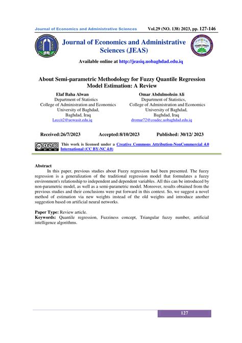 pdf about semi parametric methodology for fuzzy quantile regression model estimation a review