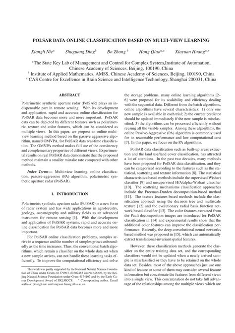 pdf polsar data online classification based on multi view learning