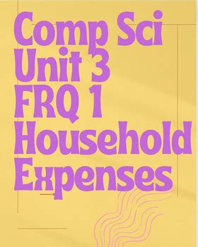 Ap Computer Science Unit Test Frq Household Expenses Key Included