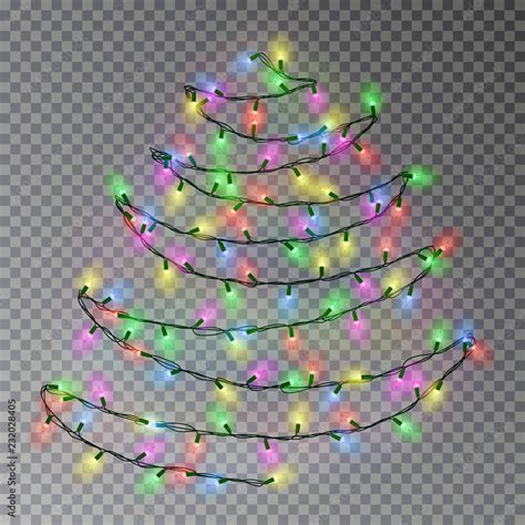 Christmas Color Tree Of Lights String Hanging On Wall Transparent