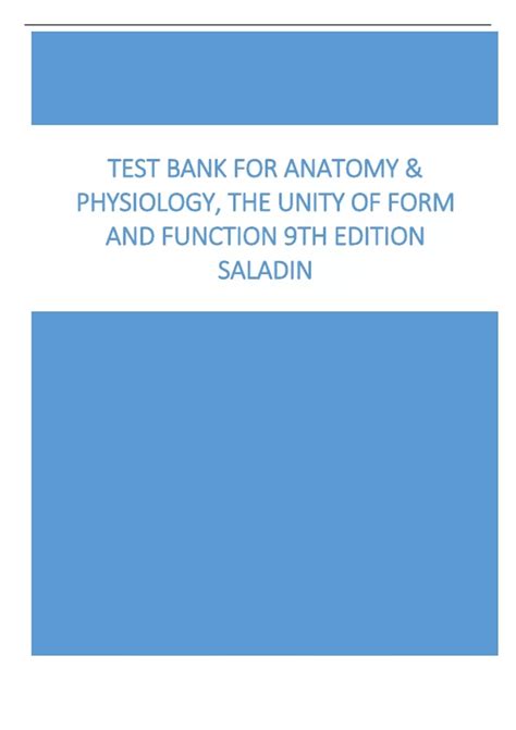 Test Bank For Anatomy Physiology The Unity Of Form And Function 9th