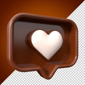 Ícone 3D Emoji Marrom Coração Branco PSD download Designi