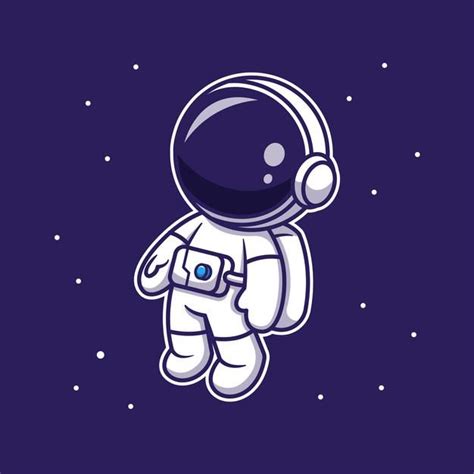 Astronauta fofo flutuando no espaço personagem de desenho animado