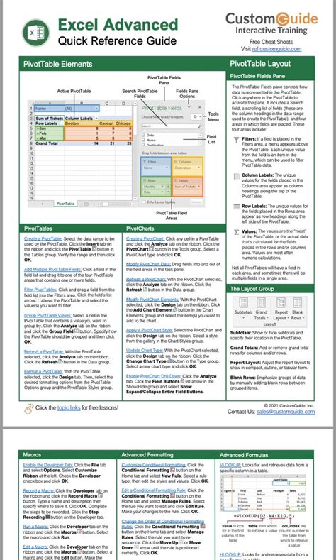 Excel Free Cheat Sheet Printable