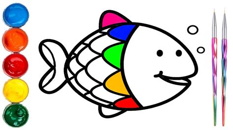 Como Dibujar y Colorear Un PEZ DE COLORES dibujo para NIÑOS How
