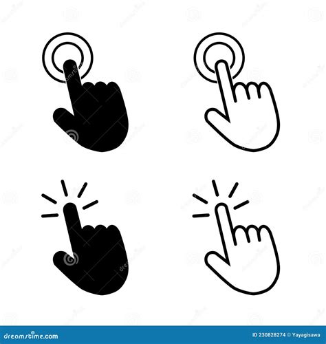 Set Of Hand Clicking Icon Vector Finger Cursor Stock Vector