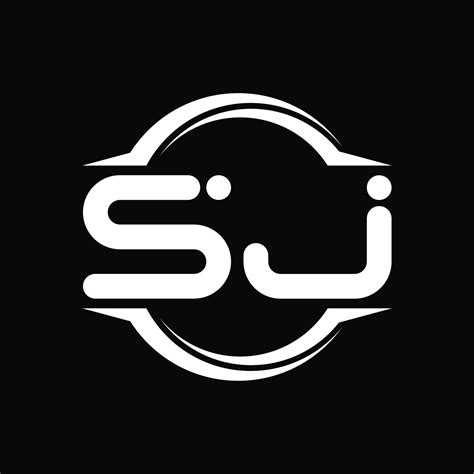 SJ Logo Monogram With Circle Rounded Slice Shape Design Template