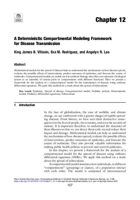 pdf a deterministic compartmental modeling framework for disease transmission angelyn lao