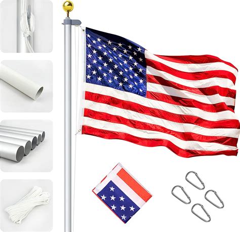 OUTNEE 20FT Sectional Flagpole Kit Extra Heavy Duty Thick Aluminum