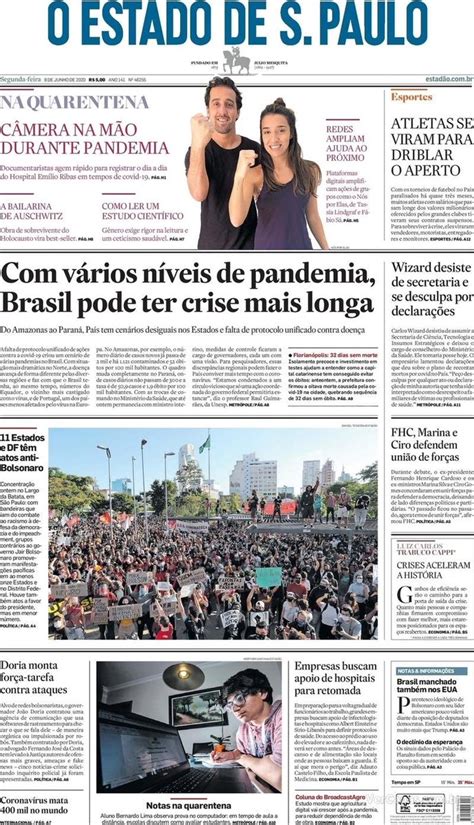 Jeff Nascimento On Twitter Manchetes De Hoje 8 6 2020 Folha