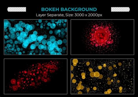 Conjunto Transparente De Efeitos De Luz Brilhante Bokeh Colorido PSD