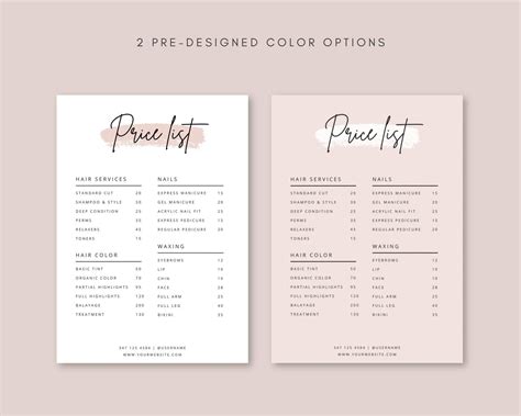 Nail Salon Prices Nail Prices List Template Templates Creation Web