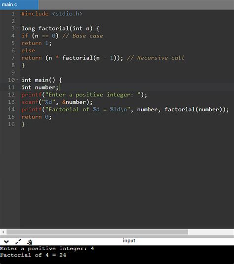 C Program To Find Factorial Using Recursion Function While Loop Pointers If Else