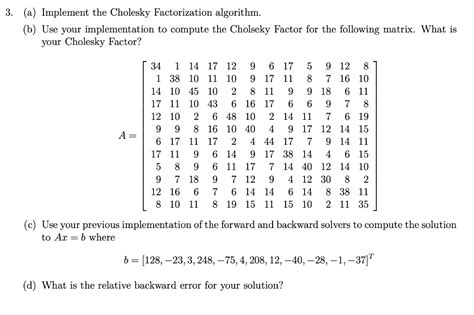 3 a implement the cholesky factorization