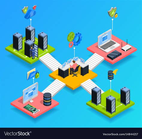 Data Center Isometric Composition Royalty Free Vector Image