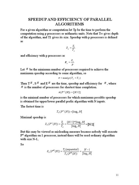speedup and efficiency of parallel algorithms n n n p t sequential t n p s pdf parallel