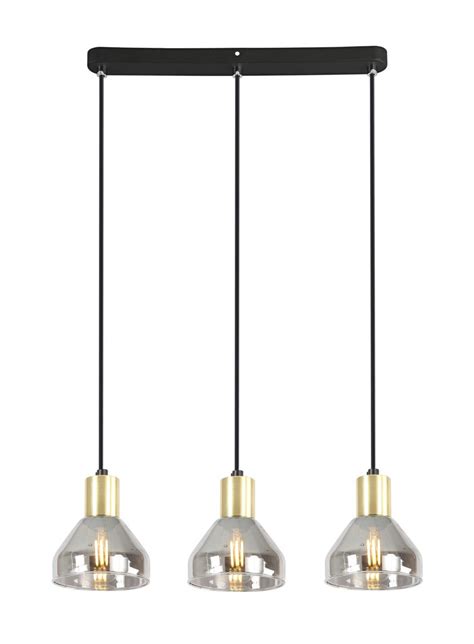 LAMPA WISZĄCA GREGORY CZARNY BRĄZ 3X40W E14 KLOSZ DYMIONY 33 79008