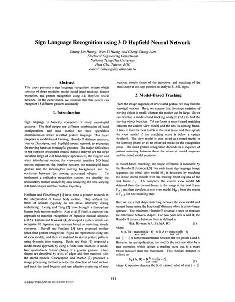 pdf sign language recognition using 3 d hopfield neural network
