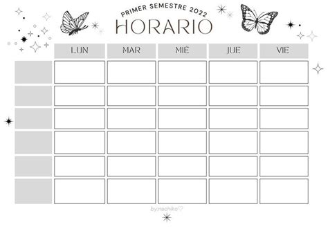 Horario Horario Aesthetic Butterfly Schedule Horario De Clases