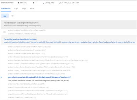 bitmaploadtask java line 107 fatal exception java lang runtimeexception an error occurred while