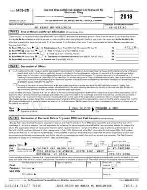 Fillable Online Fillable Online 8453 EO Exempt Organization Declaration