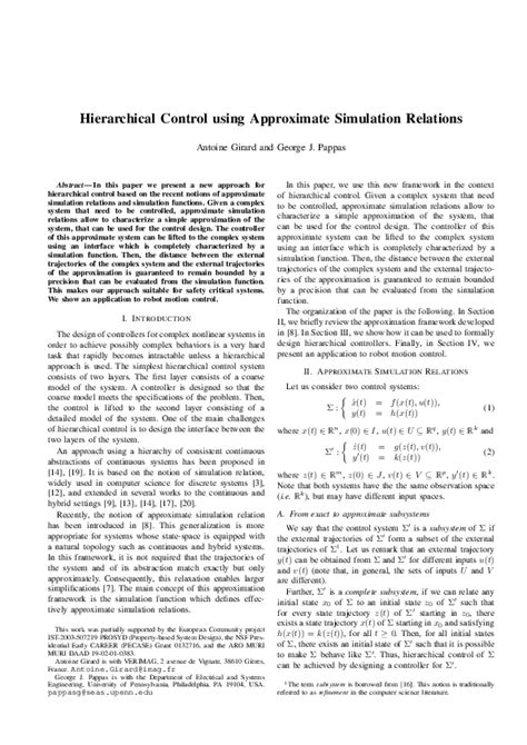 pdf hierarchical control using approximate simulation relations george j pappas