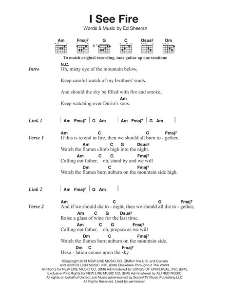 Ed Sheeran I See Fire Chords Sheet And Chords Collection